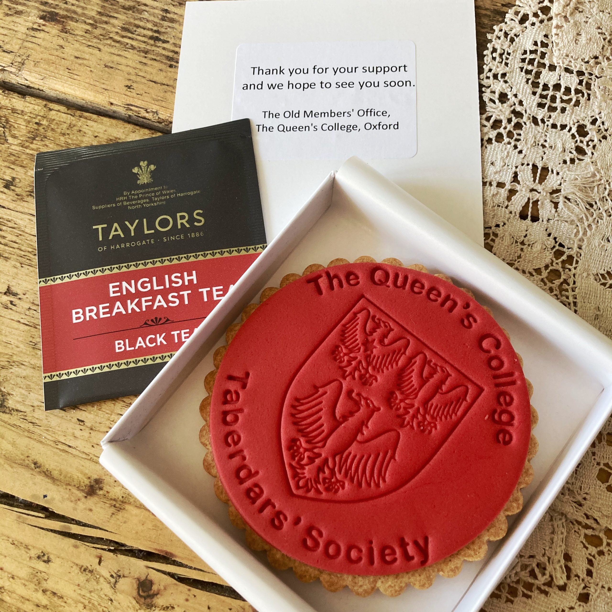 Branded Biscuits for Queens College, Oxford – The Kitsch Hen